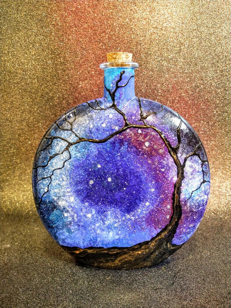 Hand Painted Galaxy Glass Cremation Urn: Memorial Ash Keeper - Etsy