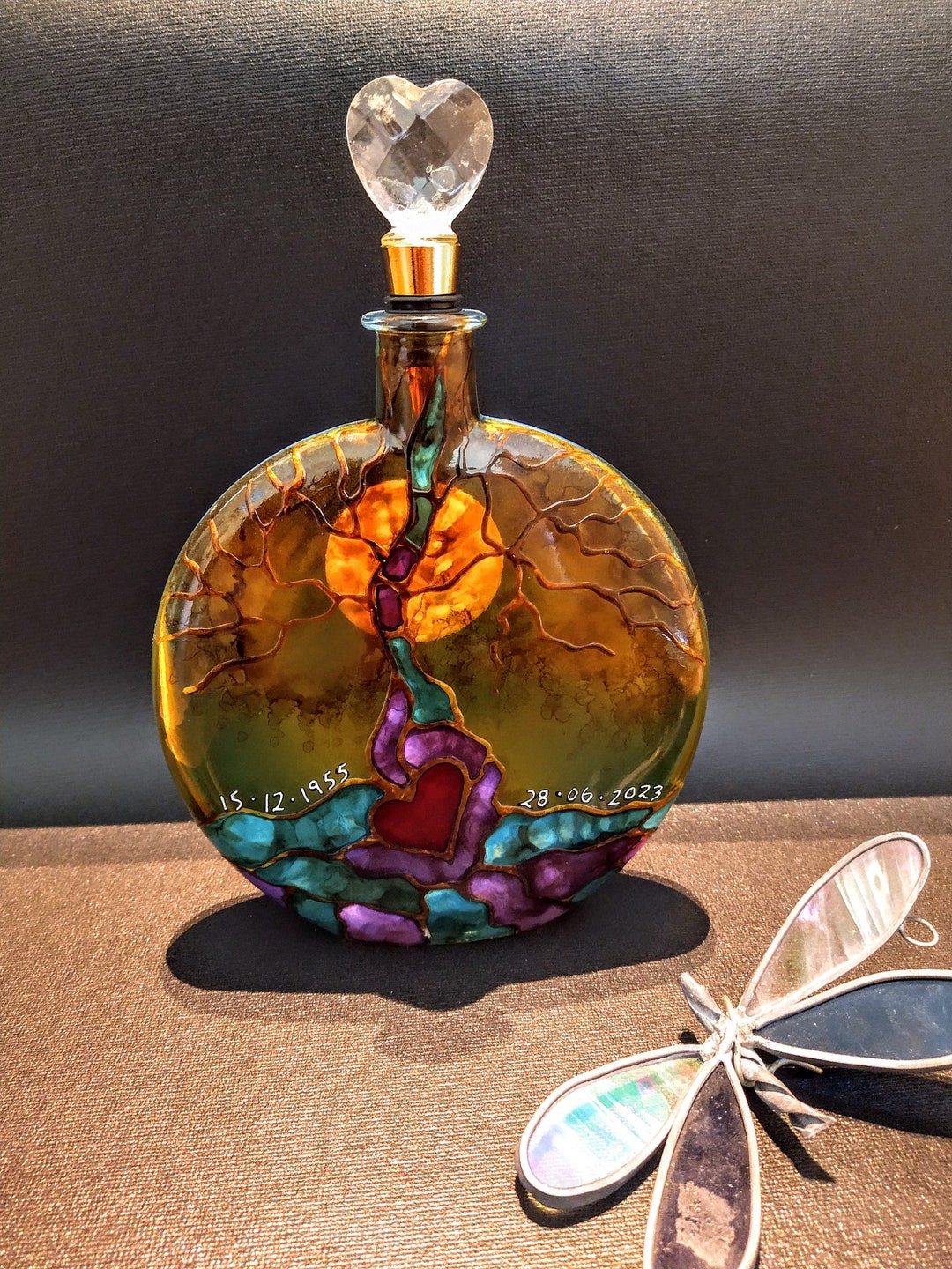 Tree of Life Glass Cremation Urn: Hand-painted Memorial Ash Keeper - Etsy