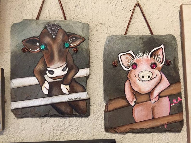 Farmhouse Pink Pig Wall Decor Pig Wall Paintings Farmhouse - Etsy