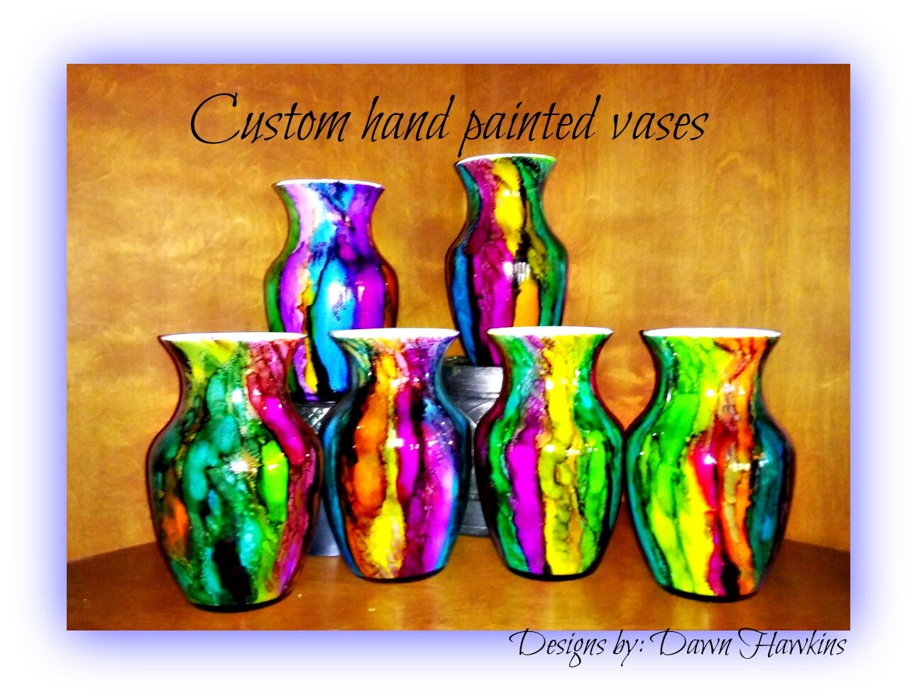 Hand Painted Glass Vases Colorful up Cycled Glass Vases | Etsy