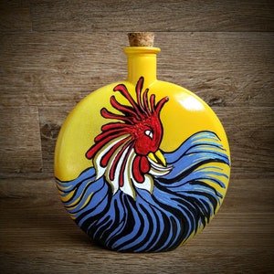 Hand Painted Rooster Cremation Urn: Glass Memory Bottle - Etsy