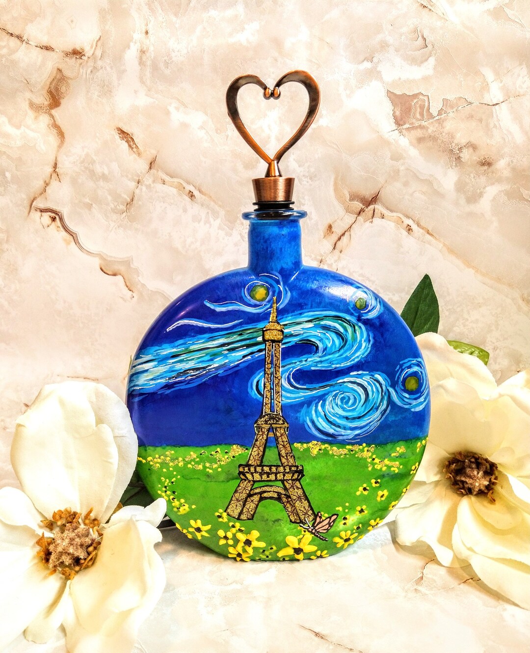 Cremation Ash Urn Memorial Urn Human Ash Urn Hand Painted Eiffel Tower ...