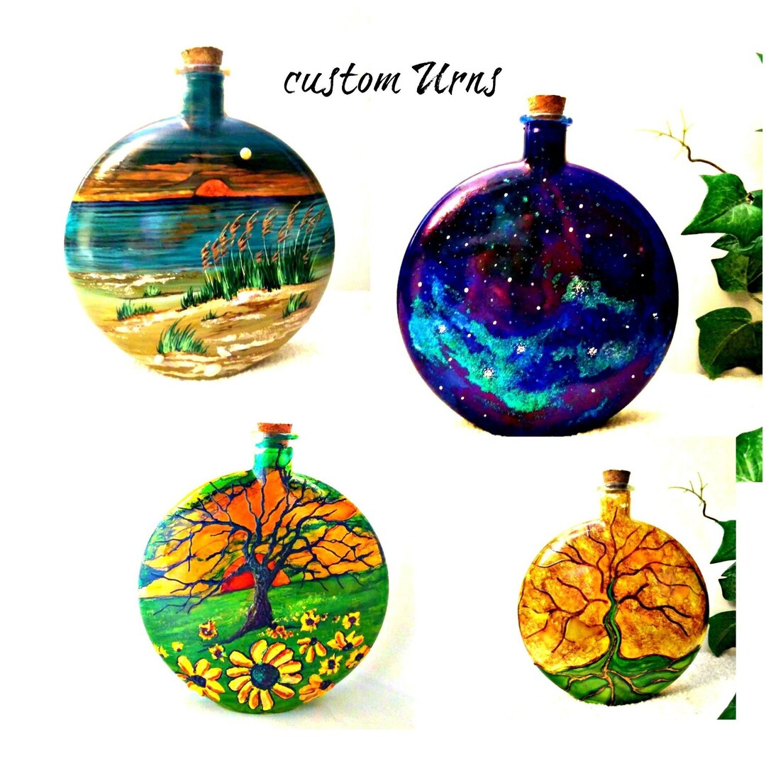 Personalized Glass Cremation Urn: Hand-painted Memorial Ash Keeper - Etsy