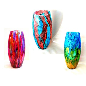 Colorful Hand Painted Gifts Glass Vases, Vases of Color, Bold Color ...