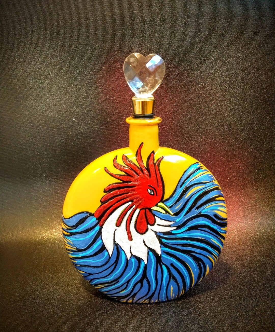 Hand Painted Rooster Cremation Urn: Glass Memory Bottle - Etsy