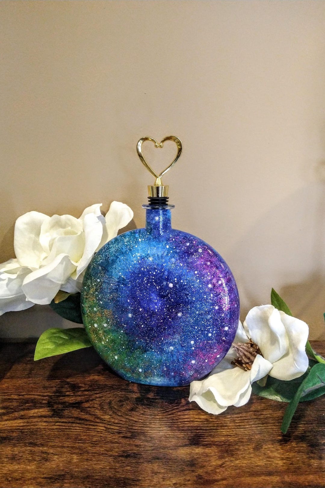 Galaxy Cremation Urn , Hand-painted Universe Glass Memorial Art , Solar ...