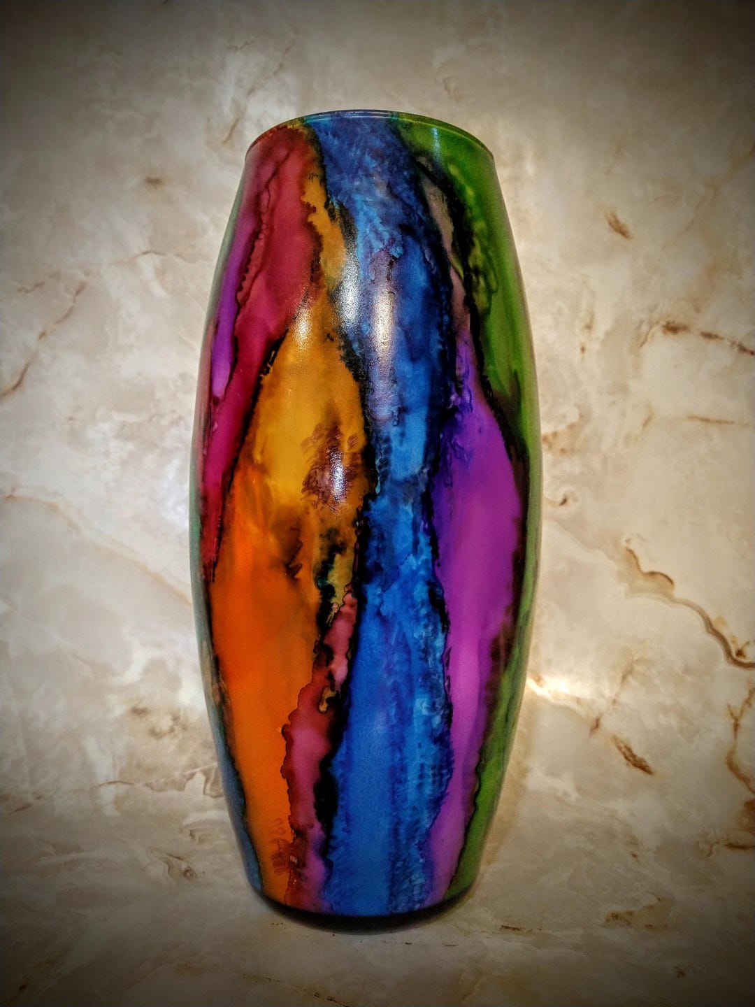 Colorful Hand Painted Vases of Color , Bold Color Hand Painted Glass ...