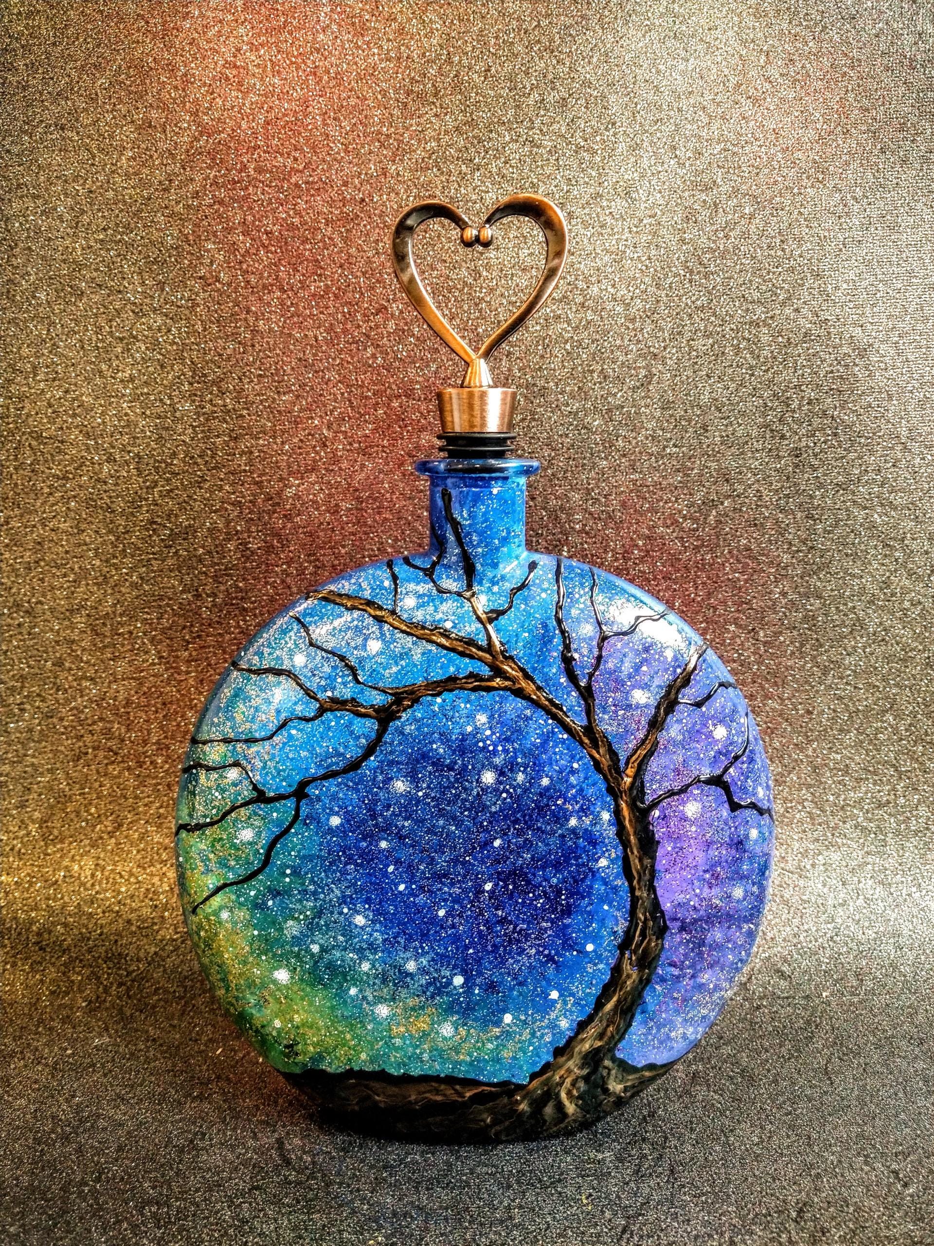 Hand Painted Galaxy Glass Cremation Urn: Memorial Ash Keeper - Etsy