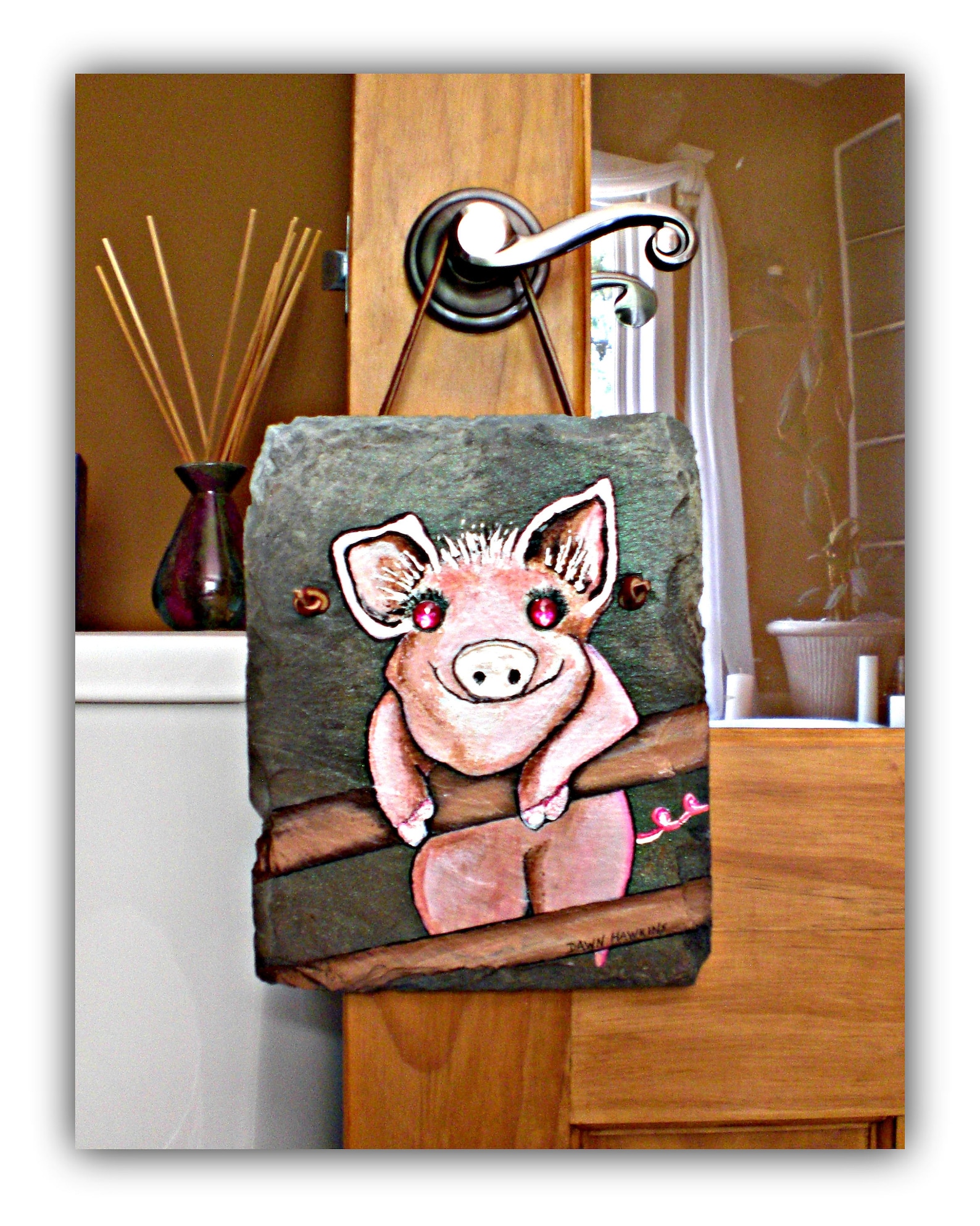 Custom Farm Animal Painting on Slate: Pig, Cow, Horse Decor - Etsy