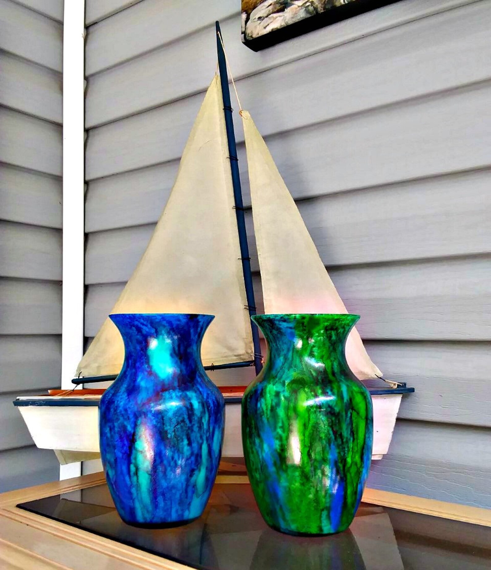 Hand Painted Glass Vases Colorful up Cycled Glass Vases - Etsy