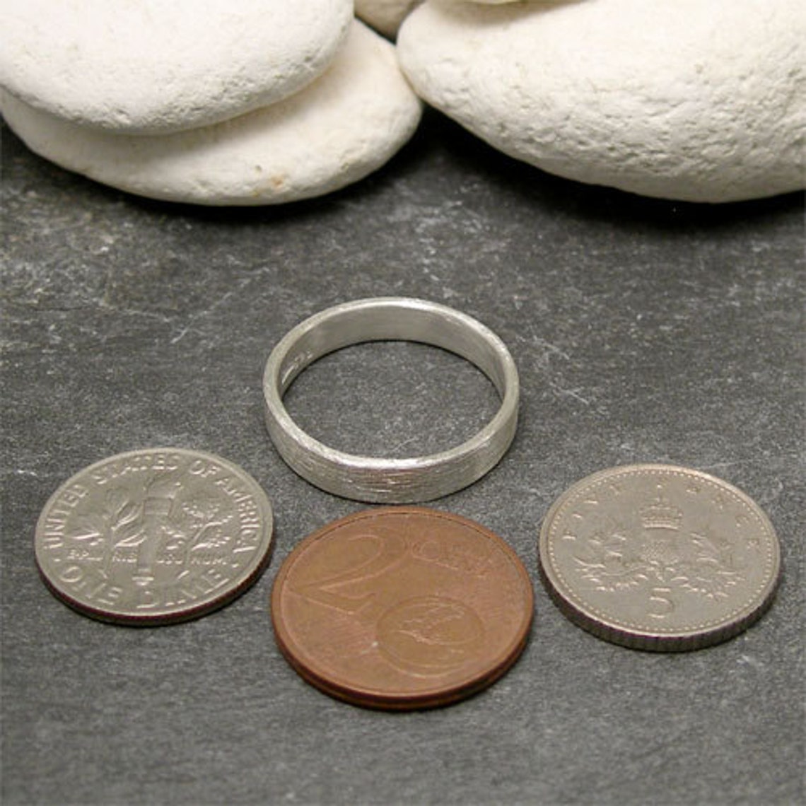 Brushed Silver Ring Hand Forged Sterling Silver Ring Band - Etsy