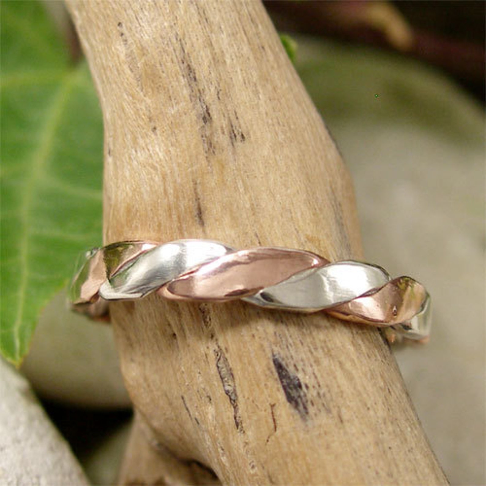Sterling Silver Twist Ring Copper and Silver Rope Ring - Etsy