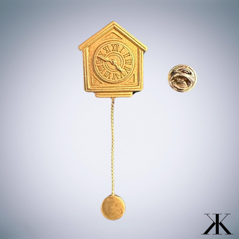Vintage Stamped JJ Jonette Pendulum Wall Clock Pendant Pin Gold Tone ...