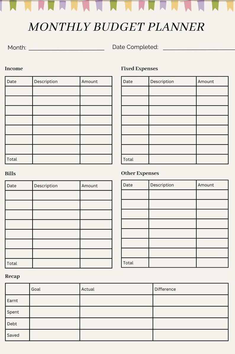 Monthly Budget Planner Template - Etsy