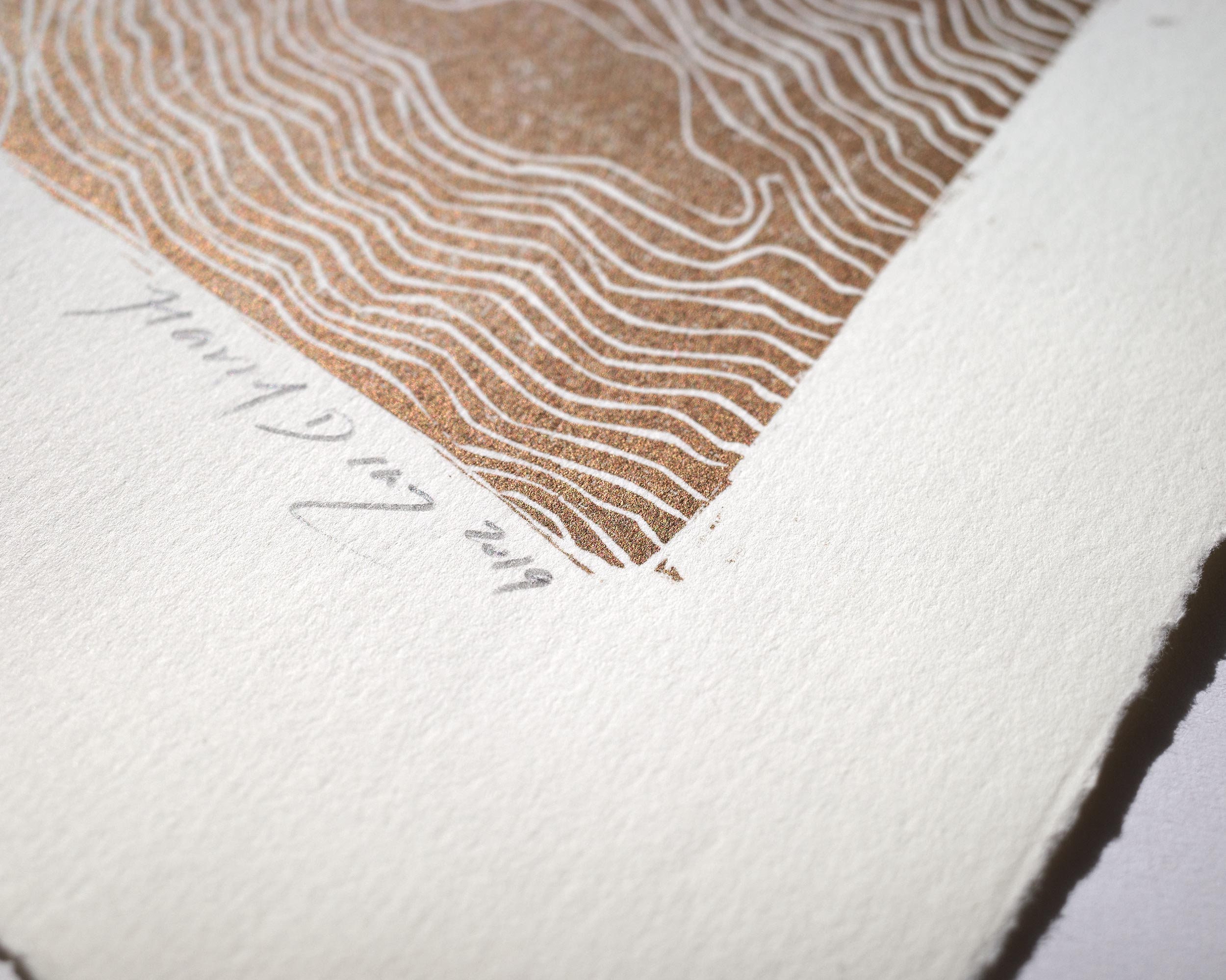 Waves Gold Woodcut Print - Etsy