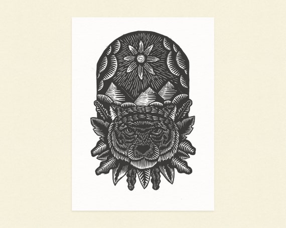 Tiger Landscape Relief Print | Etsy