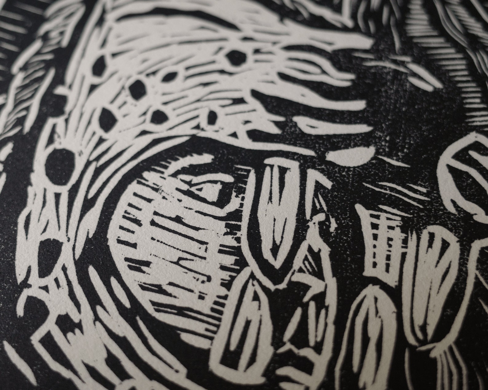 Boy in Jaguar Mask - Woodcut Print - Etsy