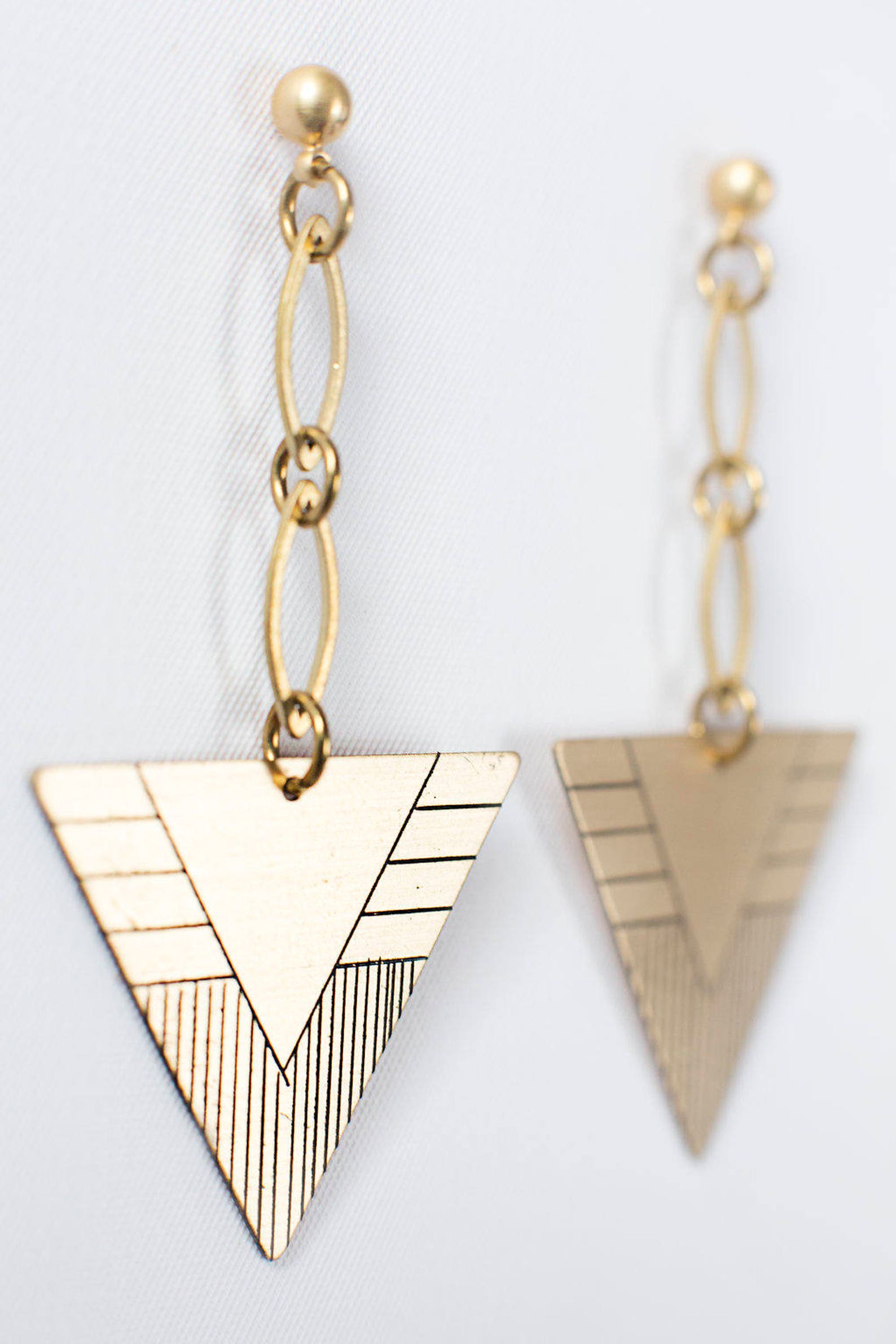 Triangle Earrings - Triangle Dangle - Dangle Earrings - Brass Earrings ...