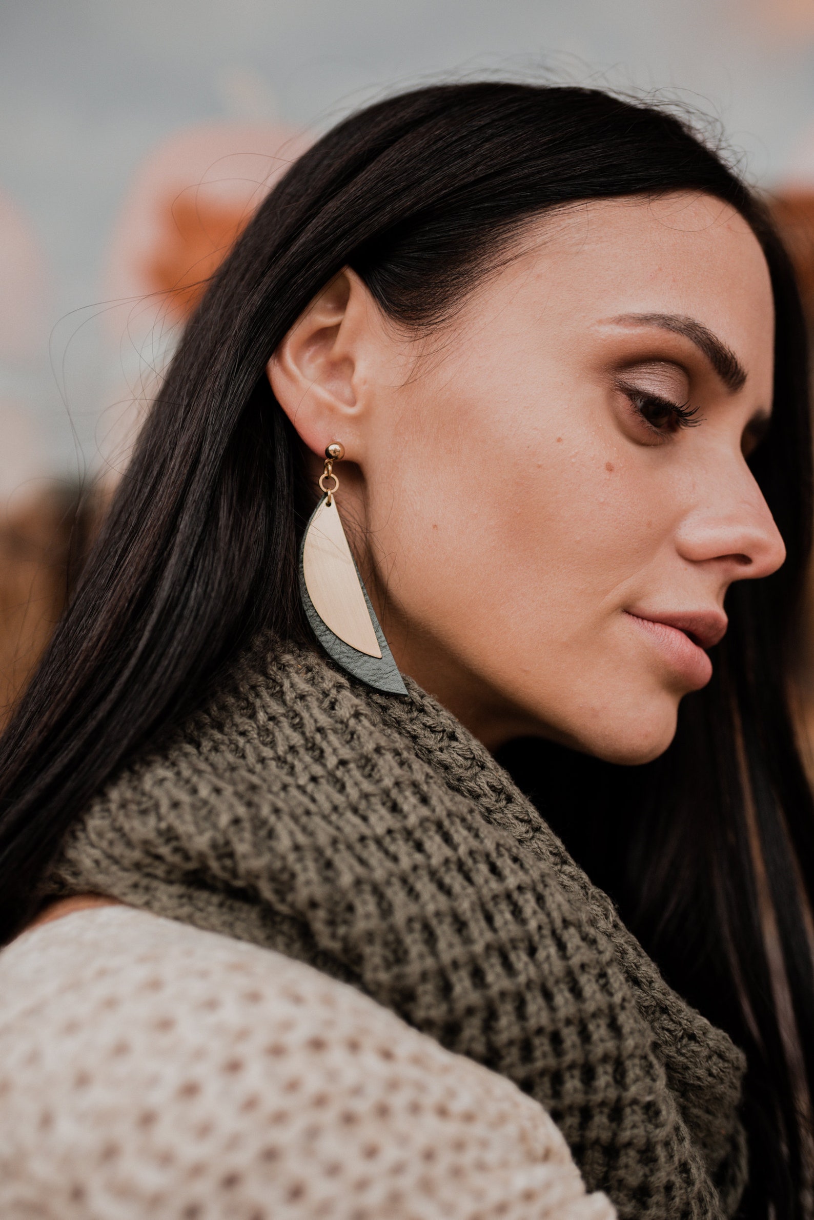 Edgy Leather Earrings - Modernist Half Moon Stud Earrings - Etsy