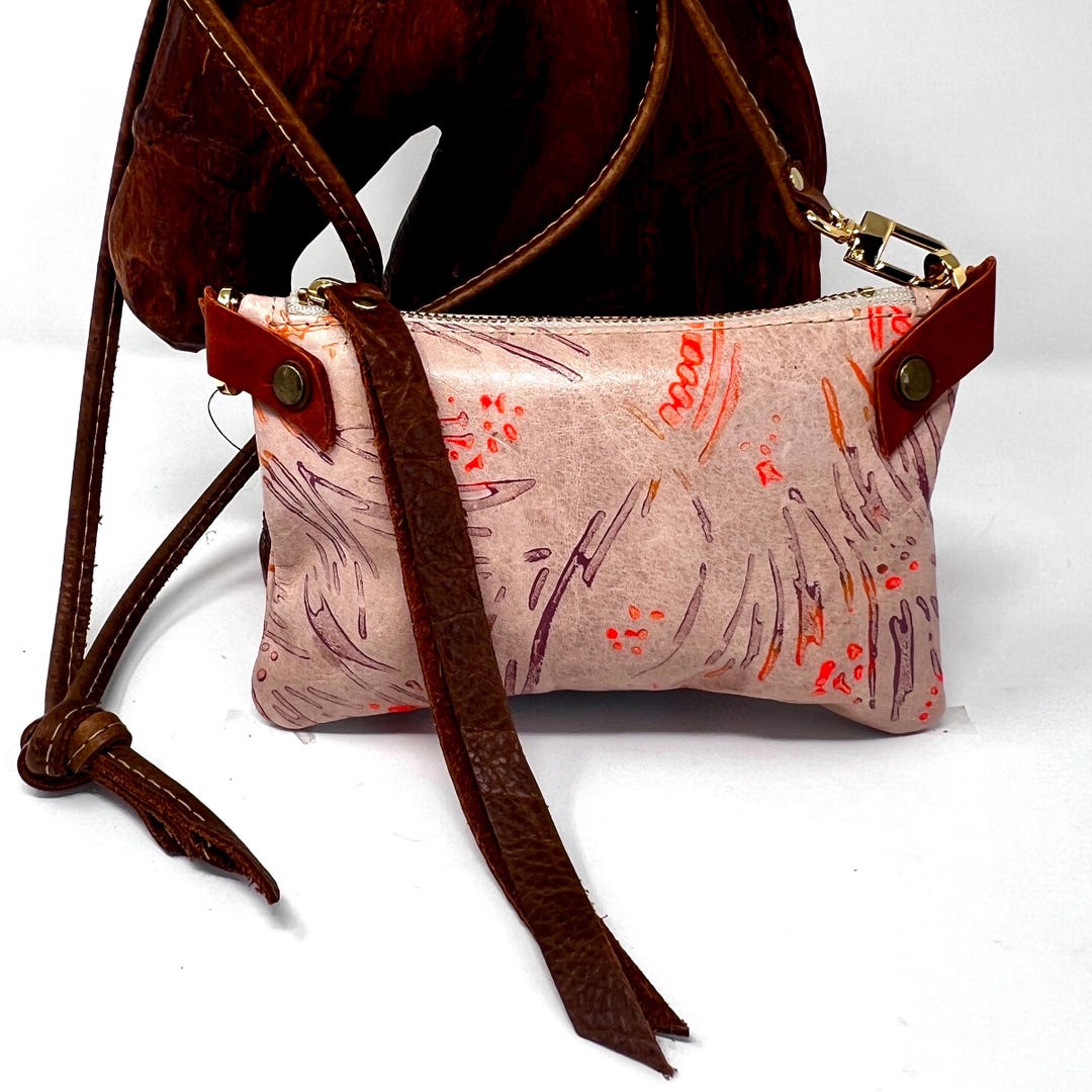 Handmade & Hand Painted - Small Leather Shoulder Bag Crossbody Purse ...