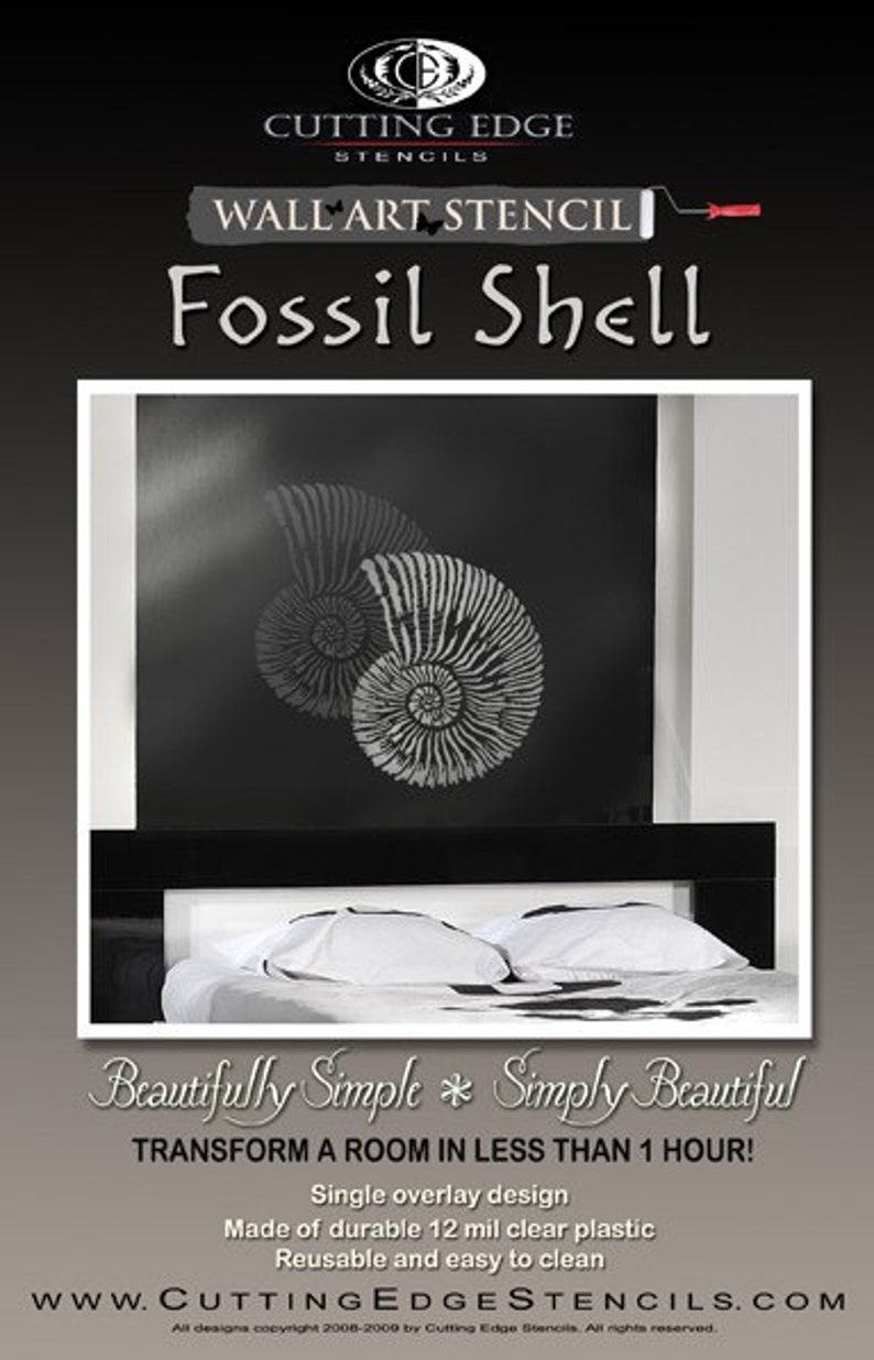 Large Stencil Fossil Shell - Reusable Stencils Better Than Wall Decals ...