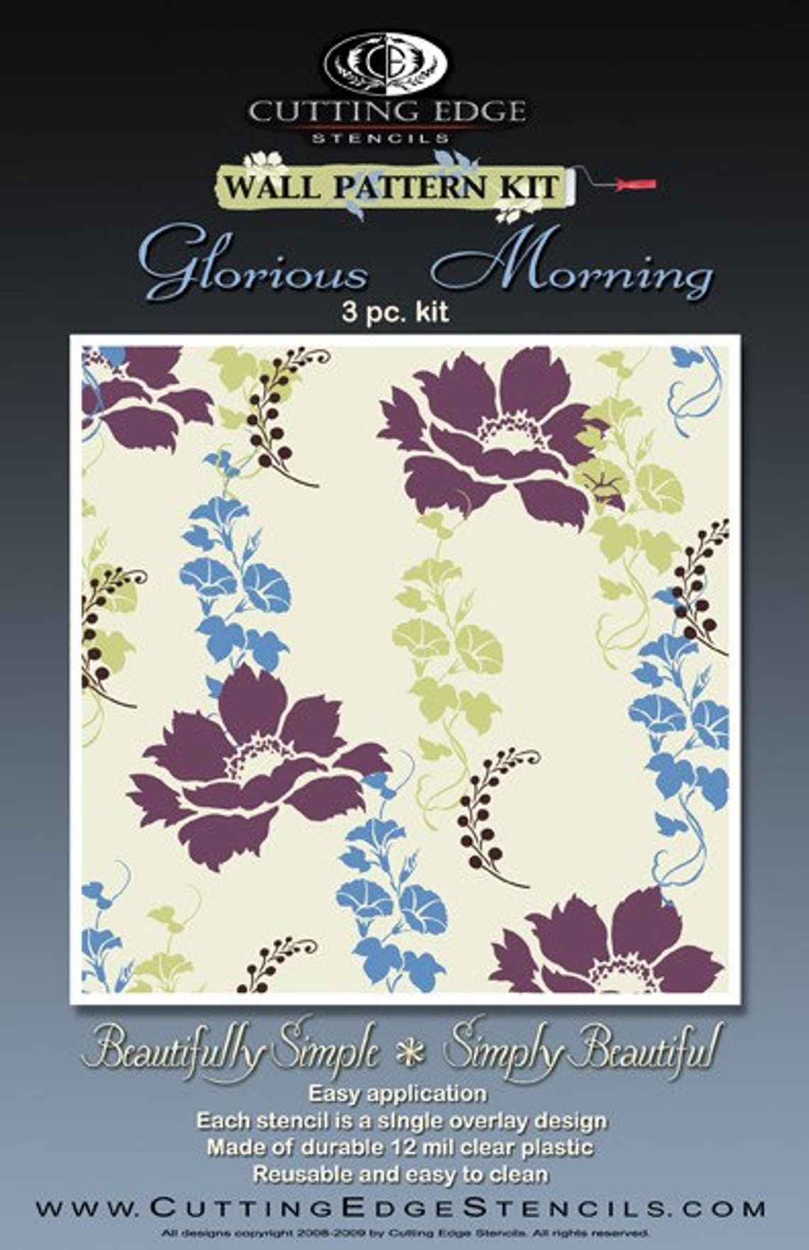 Wall Pattern Stencil Kit Glorious Morning - Reusable Stencils for Easy ...