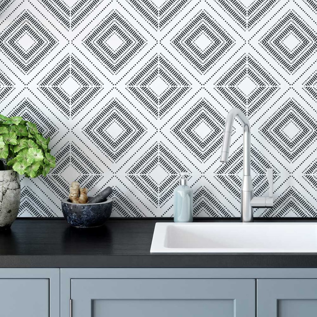 Rhythm Tile Backsplash Stencil - Quick and Easy Way to Paint Your ...