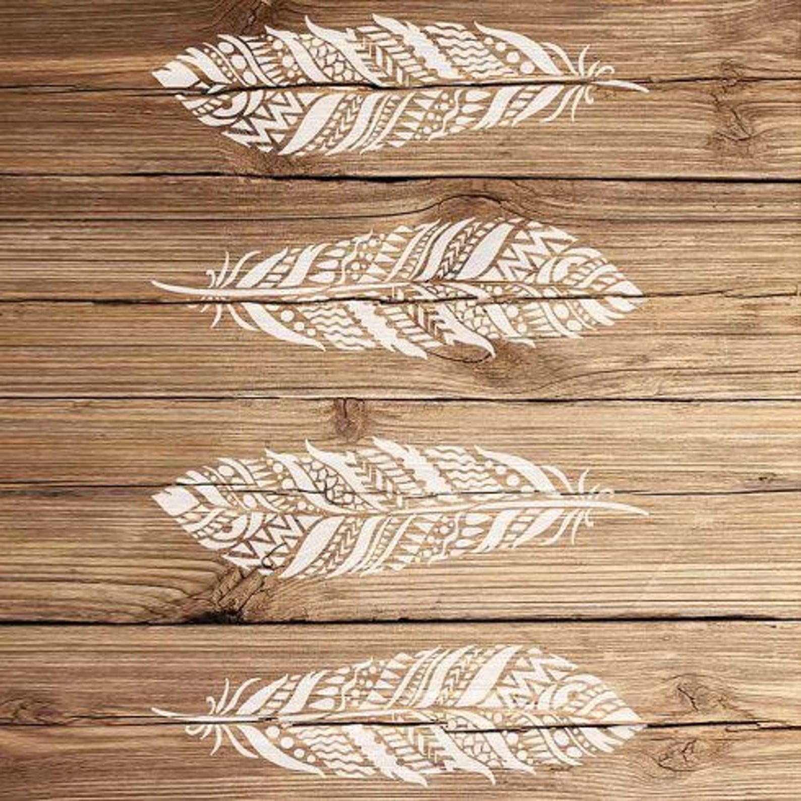 Tribal Feather Wall Stencils WALL ART STENCIL Instead of | Etsy Israel