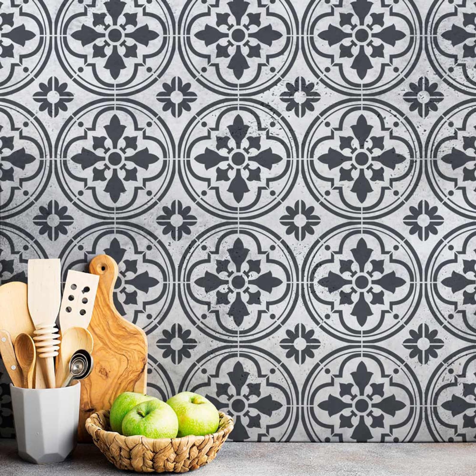 Barcelona Tile Stencil – Large TILE STENCIL – Tile Stencils for ...