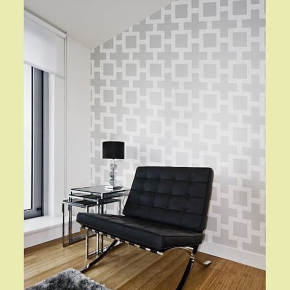 Square Plus Allover Small Scale Reusable Stencil Patterns | Etsy