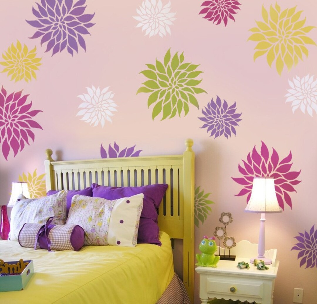 Flower Stencil Dahlia Grande MED -reusable Wall Stencils Better Than ...