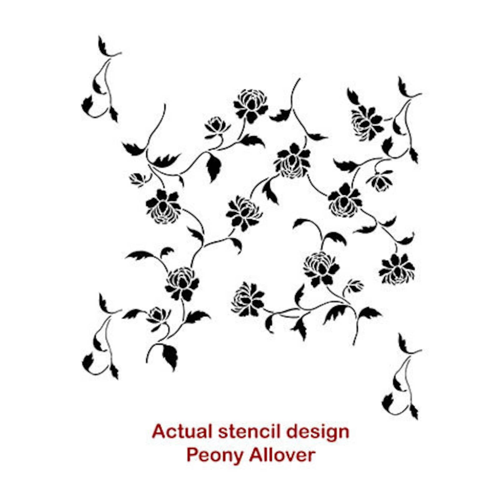Stencil Peony Allover Floral Pattern Wall Decor Stenciling - Etsy