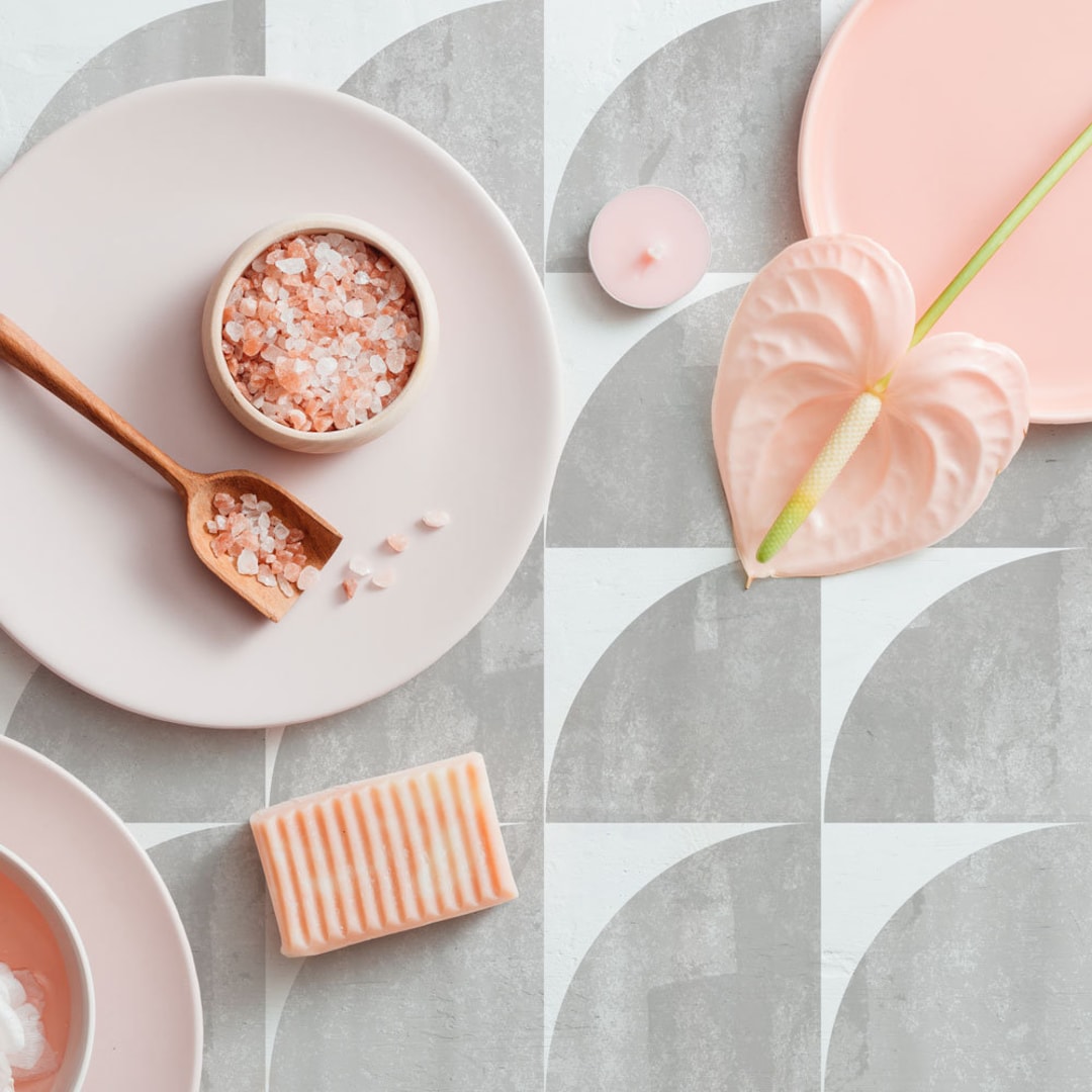 Quarter Round Tile Stencil - Geometric Cement Tile Design for Floors ...