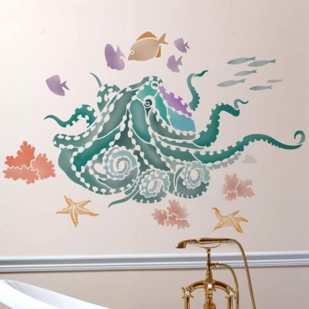 Octopus's Garden Wall Art Stencil - Wall Stencils for Affordable Room ...