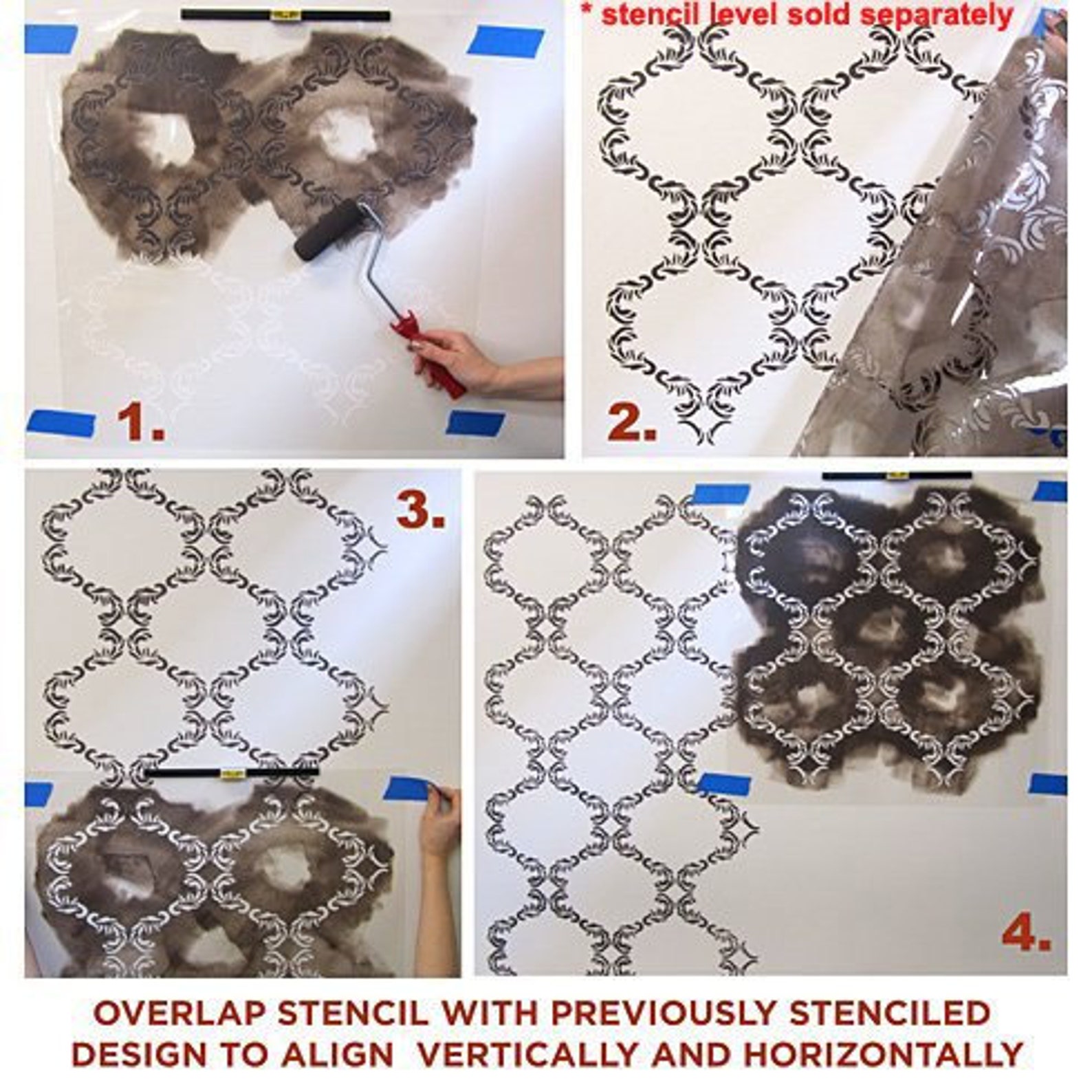 Chelsea Allover Wall Pattern - Small Scale - Reusable Stencil Patterns ...