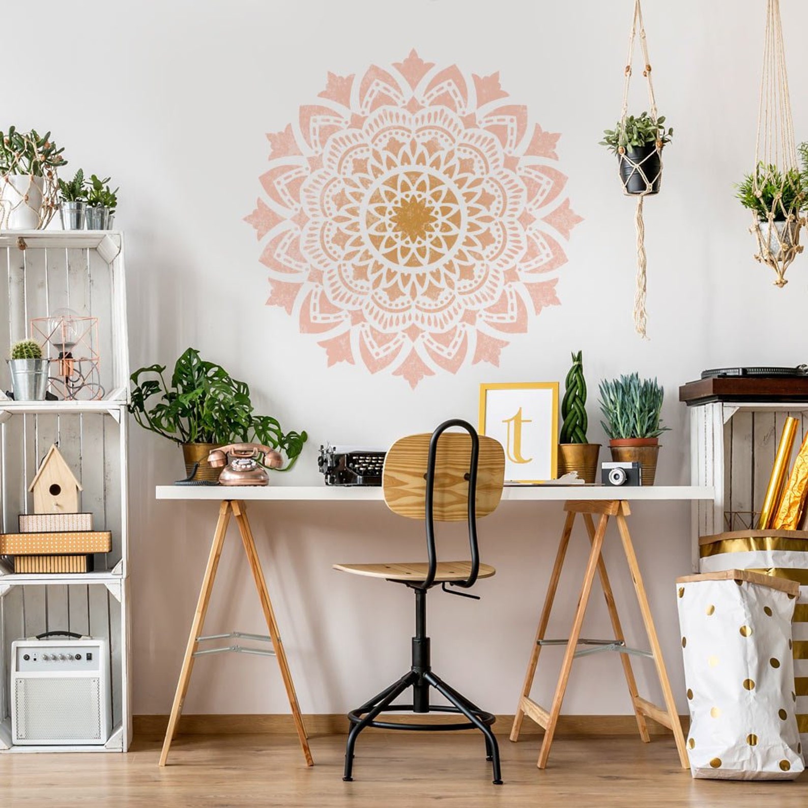 Courage Mandala Stencil for Walls – MANDALA WALL STENCIL - Large Wall ...