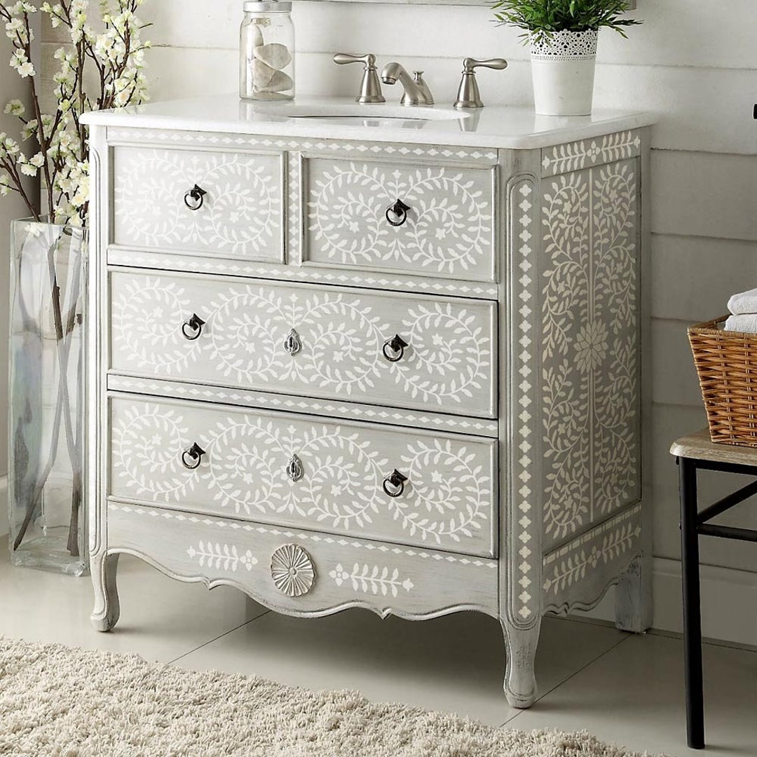 Priya Bone Inlay Stencil - Bone Inlay Designs for Furniture Makeover ...