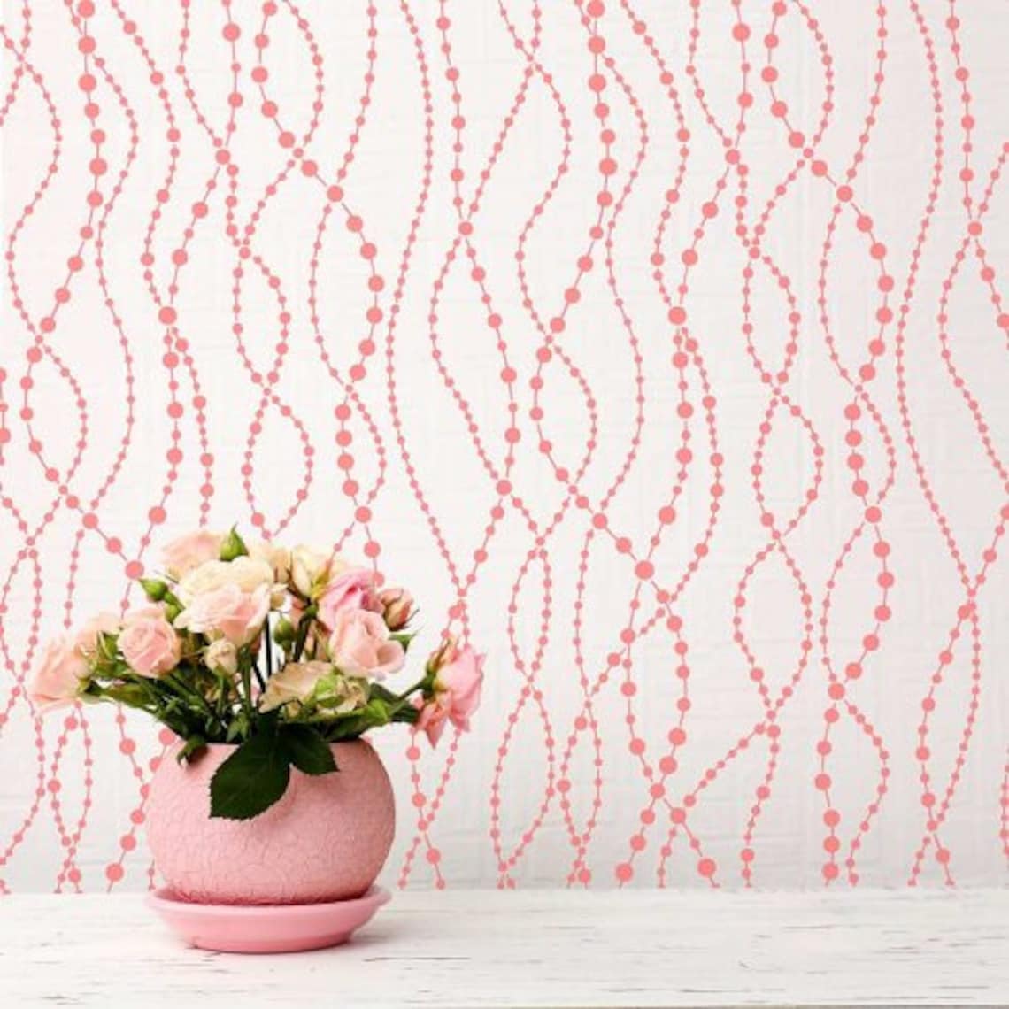 Pearls Wall Stencil LARGE WALL STENCILS Instead of Wallpaper - Etsy