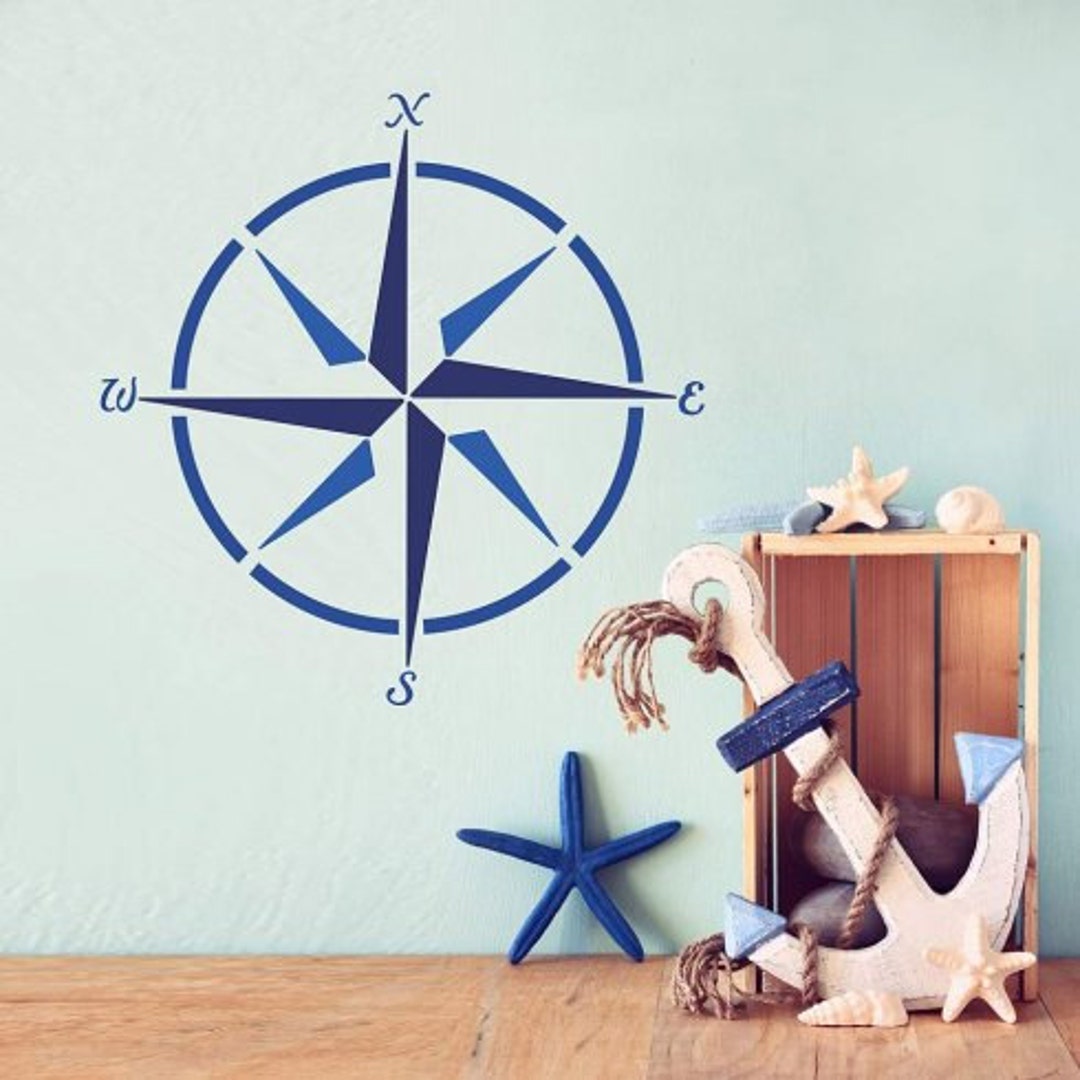 Mariner's Compass Stencil - Nautical Stencil for DIY Wall Decor ...