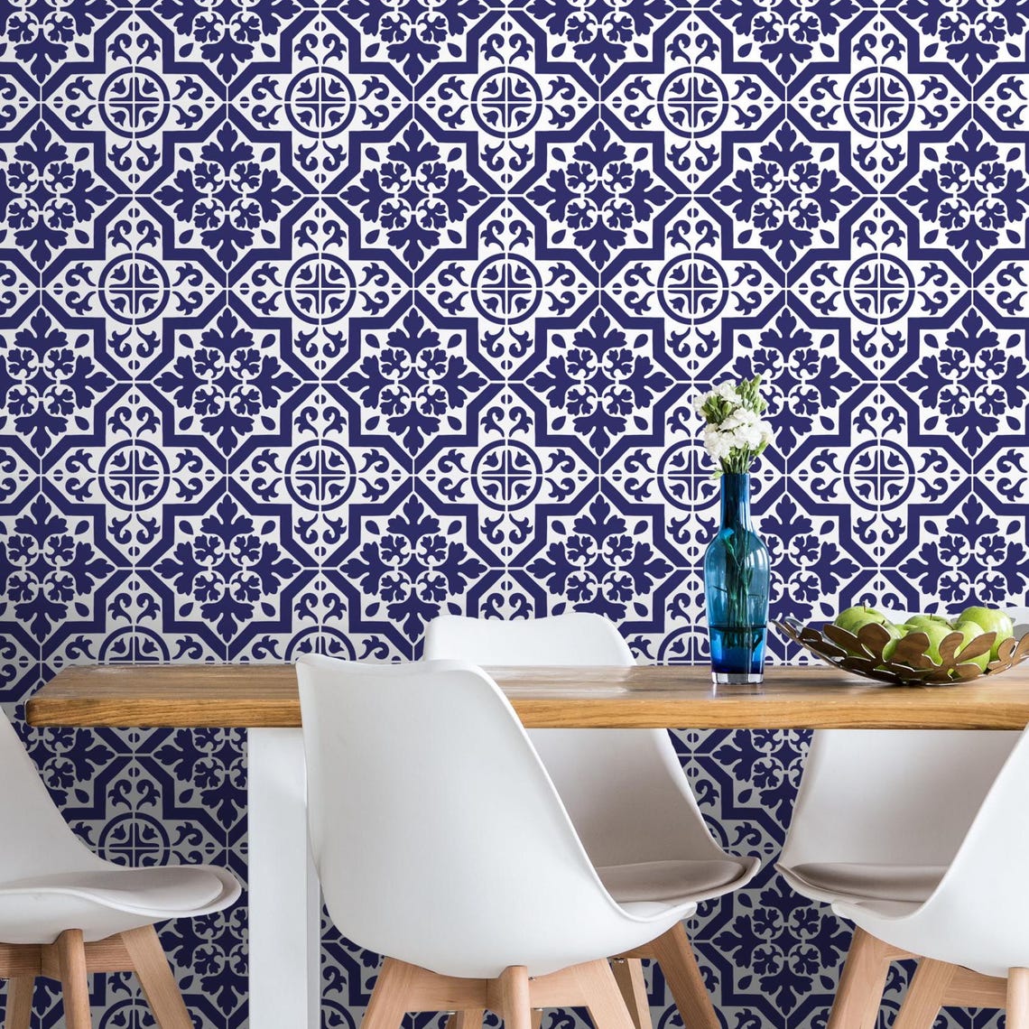 Lyndhurst Tile Stencil - Cement Tile Stencils for Painted Floor Tiles ...