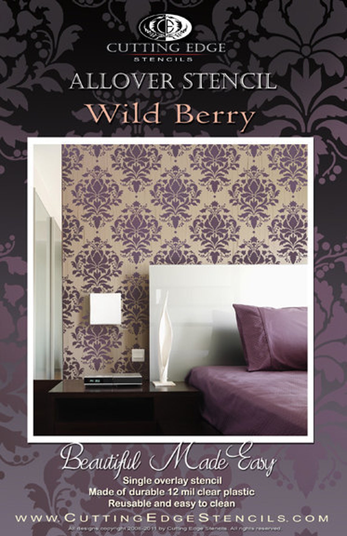 Damask Stencil Wild Berry Reusable stencils just like - Etsy México