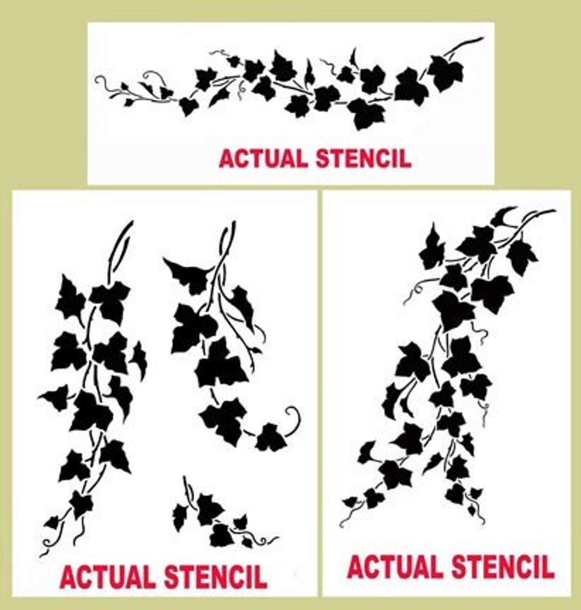 English Ivy 3 Pc Kit Stencils WALL ART STENCILS Instead of - Etsy