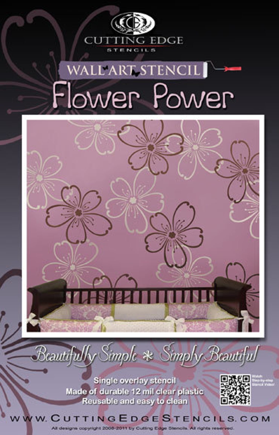 Flower Power 2-piece floral stencil kit Medium size | Etsy