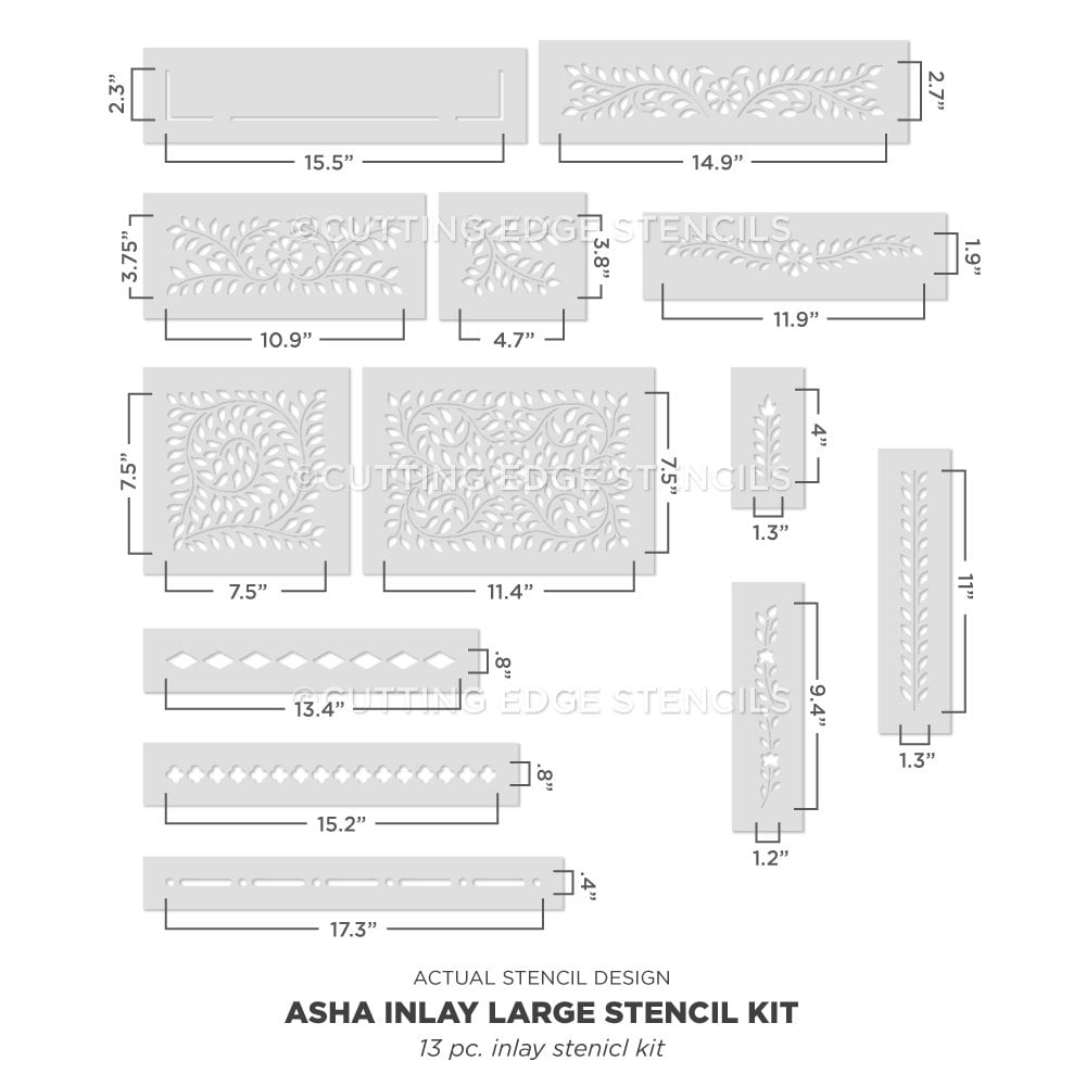 Asha Bone Inlay Stencil - Bone Inlay Designs for Furniture Makeover ...