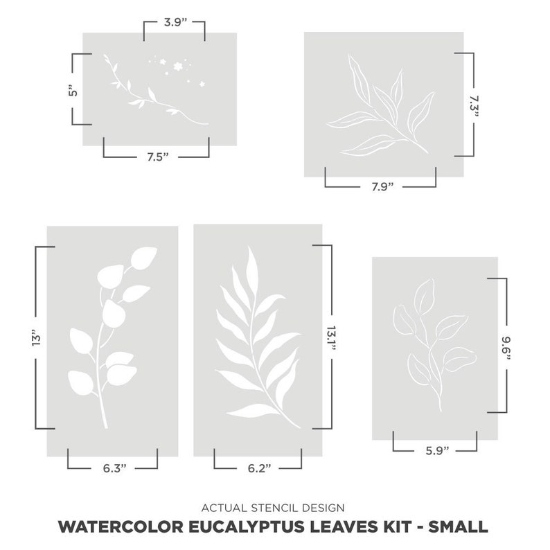 Watercolor Eucalyptus Leaves Wall Pattern Stencil Kit - Completely ...