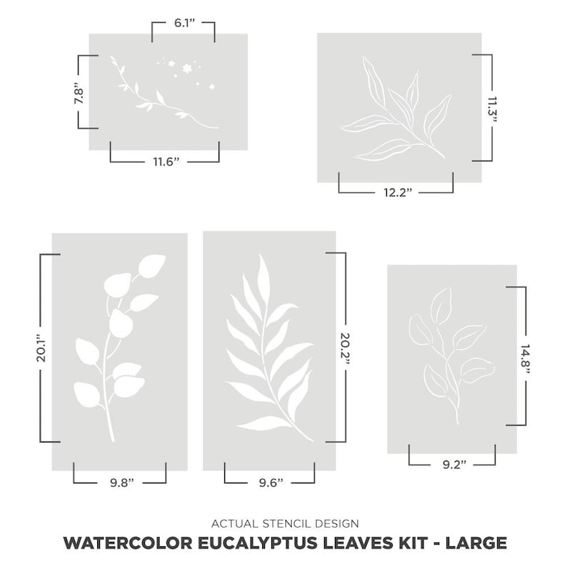 Watercolor Eucalyptus Leaves Wall Pattern Stencil Kit - Completely Customizable Stencil Kit for ...
