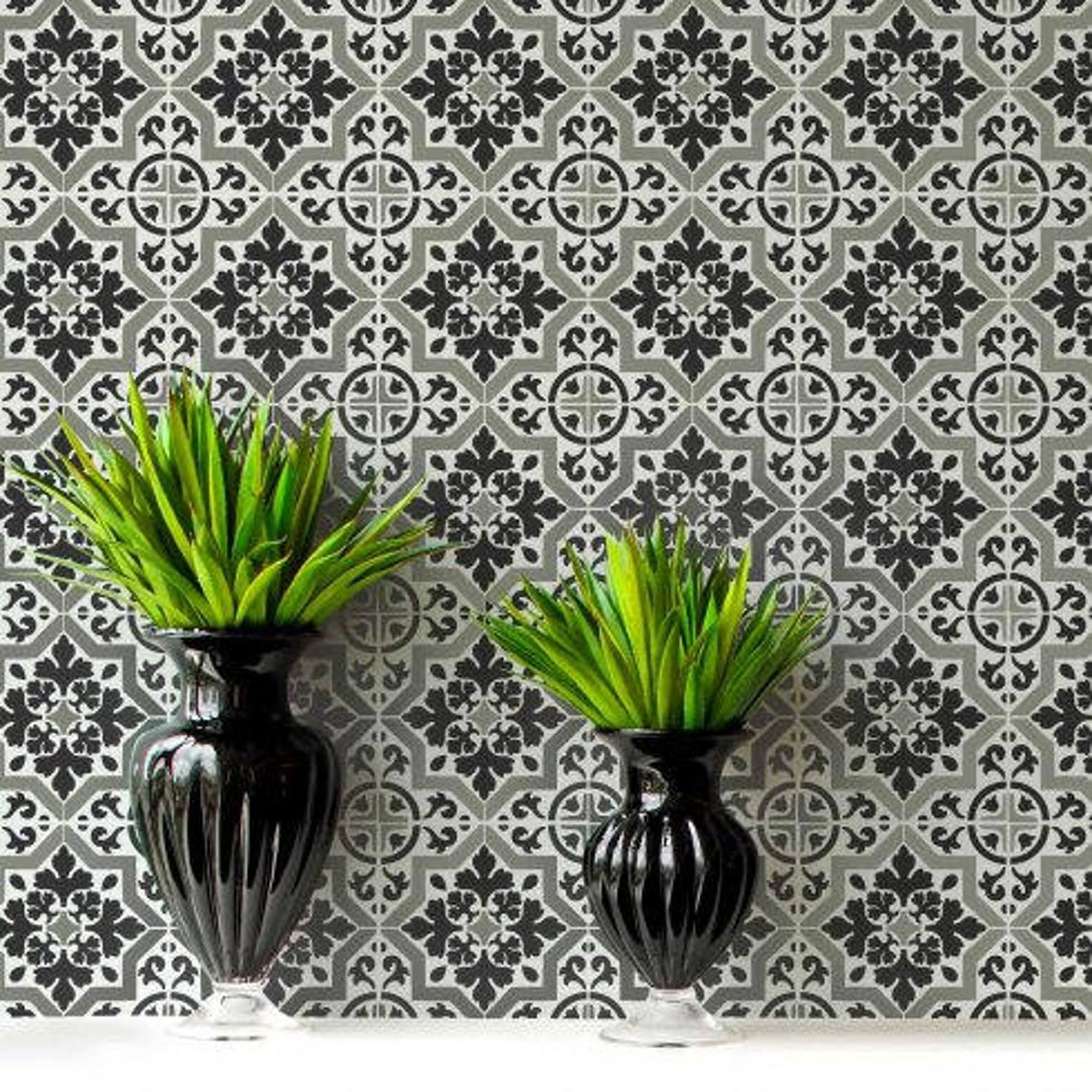 Lyndhurst Tile Stencil - Cement Tile Stencils for Painted Floor Tiles ...