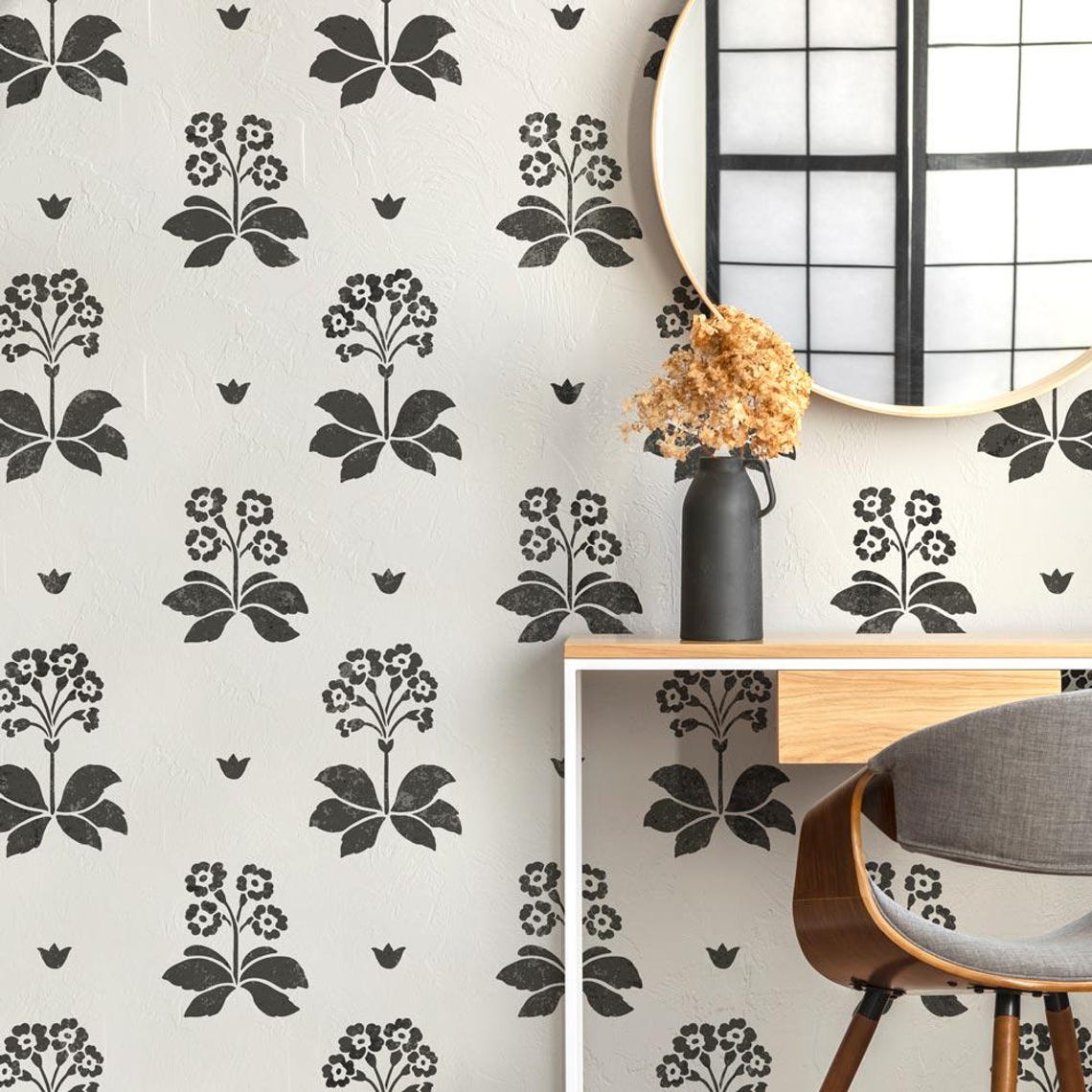 English Primrose Flower Stencil - Cottage Core Wall Design - Try ...