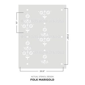 Folk Marigold Flower Stencil - Large Stencils for Painting - Easy to ...
