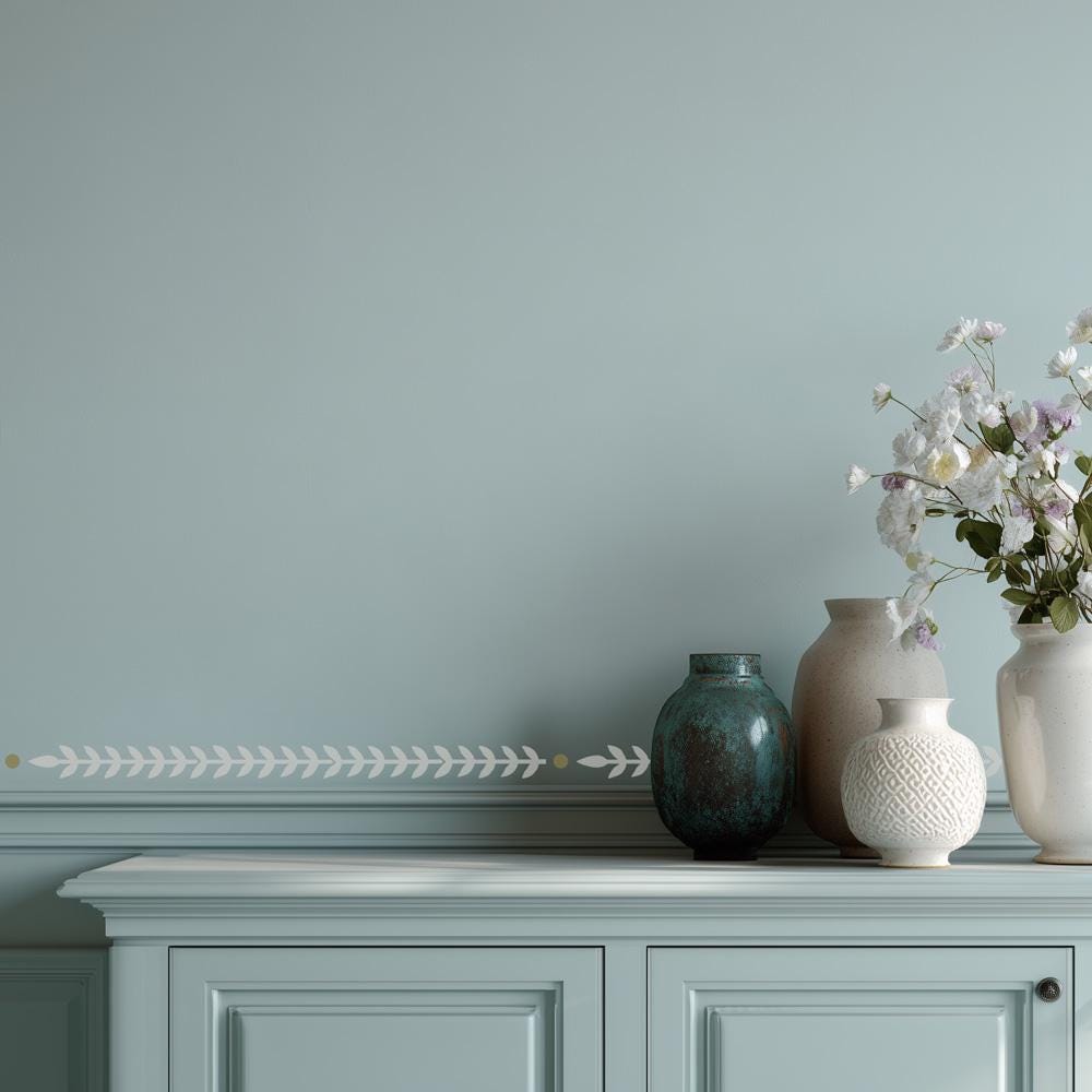 Rosemary Trim Border Stencil - Cottage Core Botanical Design for DIY ...